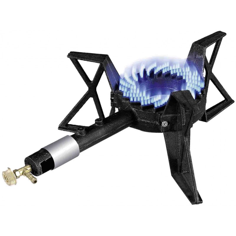 RECHAUD FONTE PREMIUM 1 BRÛLEUR, 3 PIEDS, 1 ROBINET + TÉTINE ANNELÉE NF ...